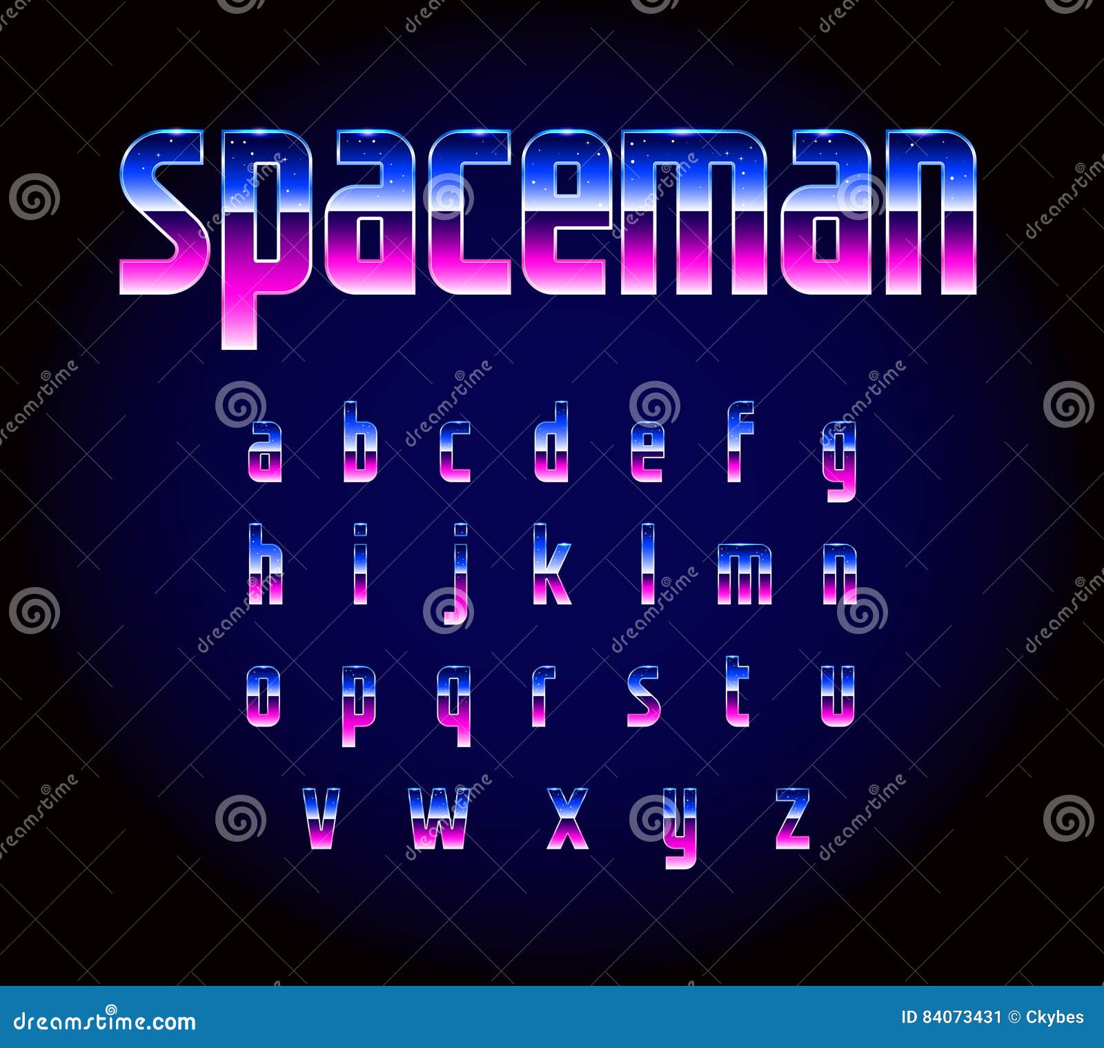 80s Retro Futurism Sci-Fi Font Alphabet Vector Stock Illustration ...