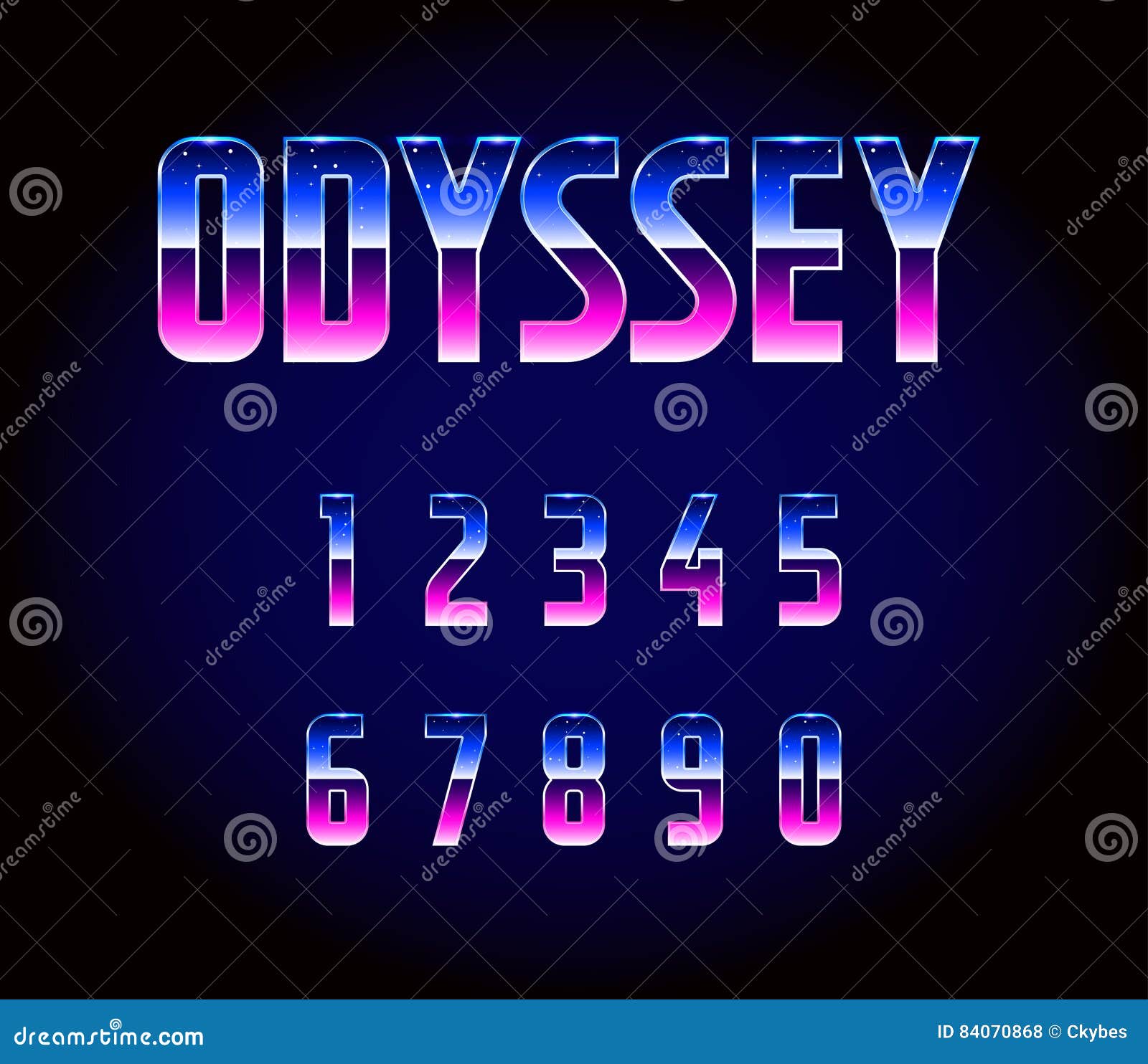 80s Retro Futurism Sci-Fi Font Numbers Vector Stock Vector ...