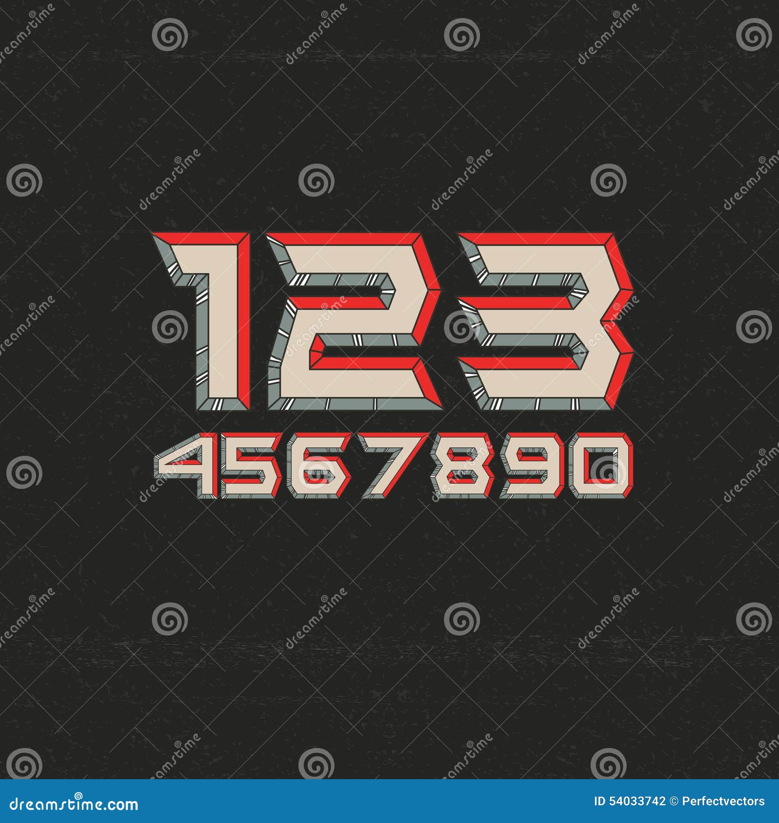 80s Retro Futuristic Numbers Stock Illustration - Illustration of ...