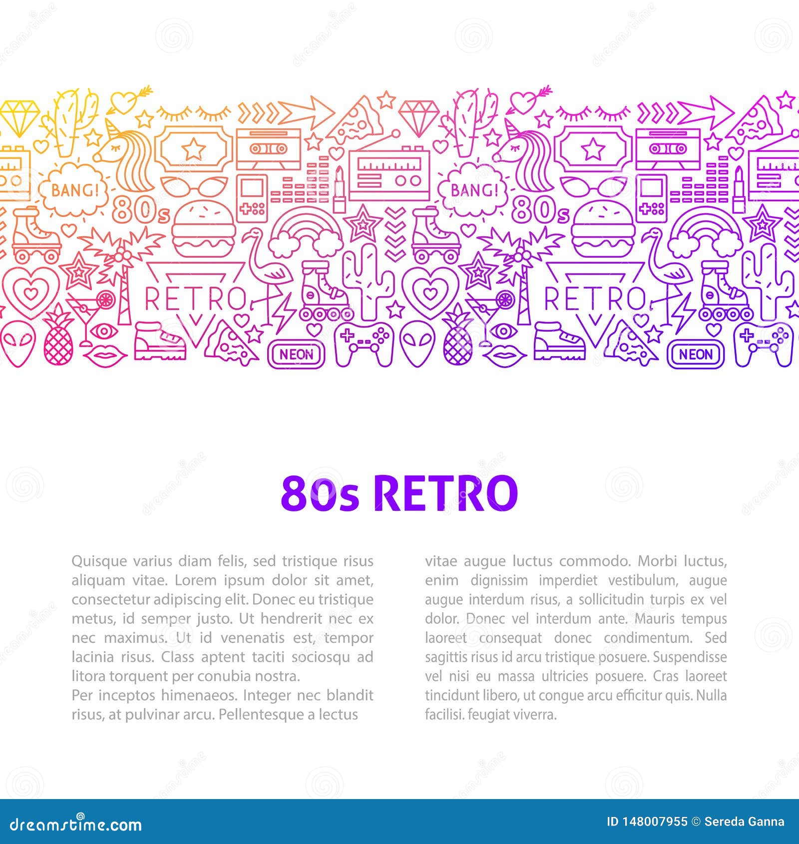 80s Retro Line Design Template Stock Vector - Illustration of party ...