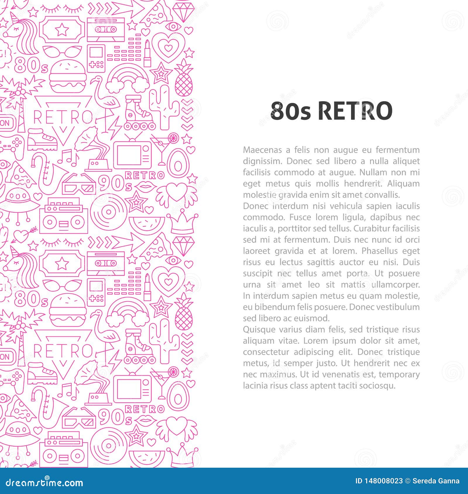 80s Retro Line Pattern Concept Stock Vector - Illustration of cactus ...