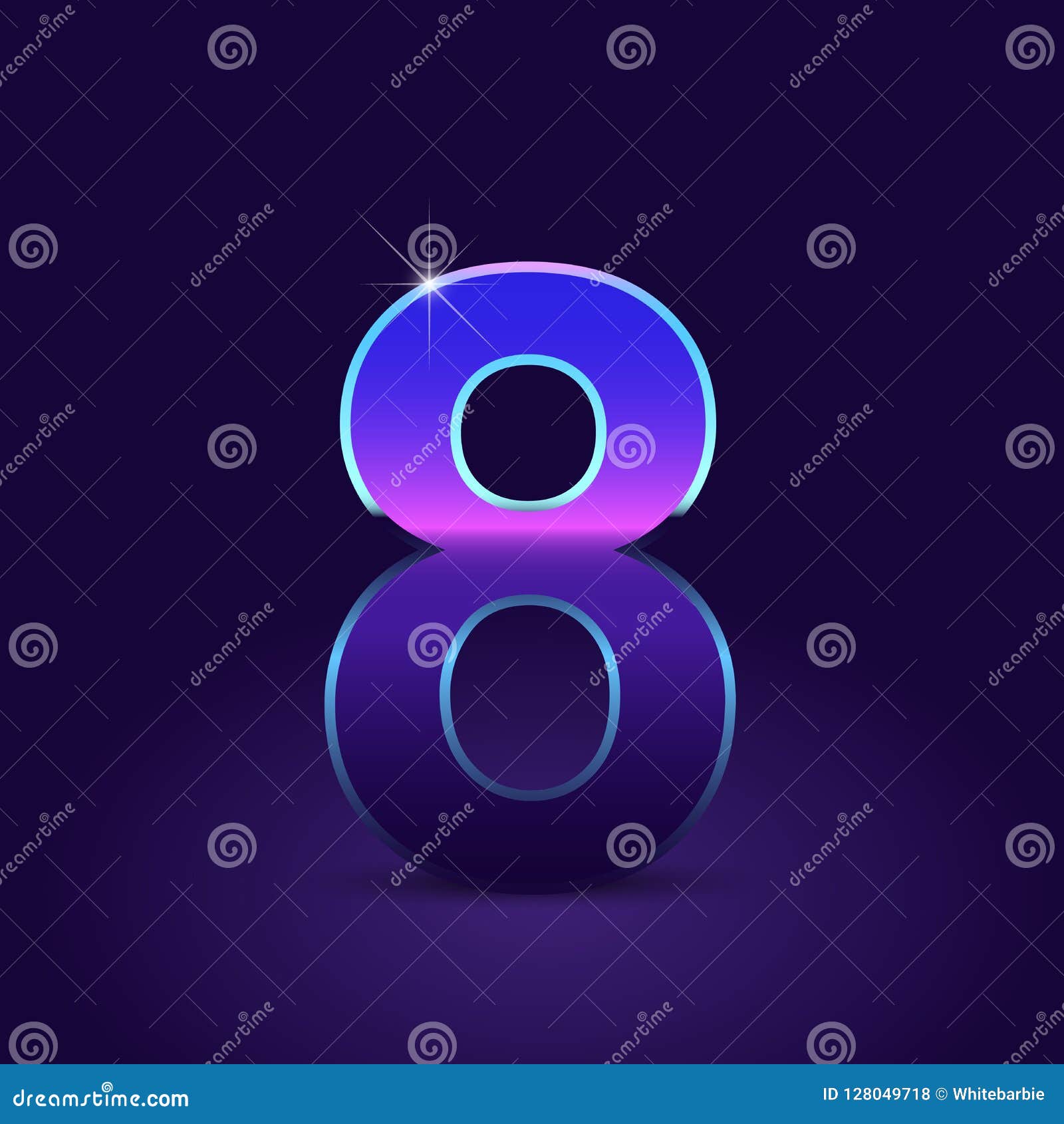 80 S Retro Number 8 Vector Font Isolated on Dark Violet Background ...