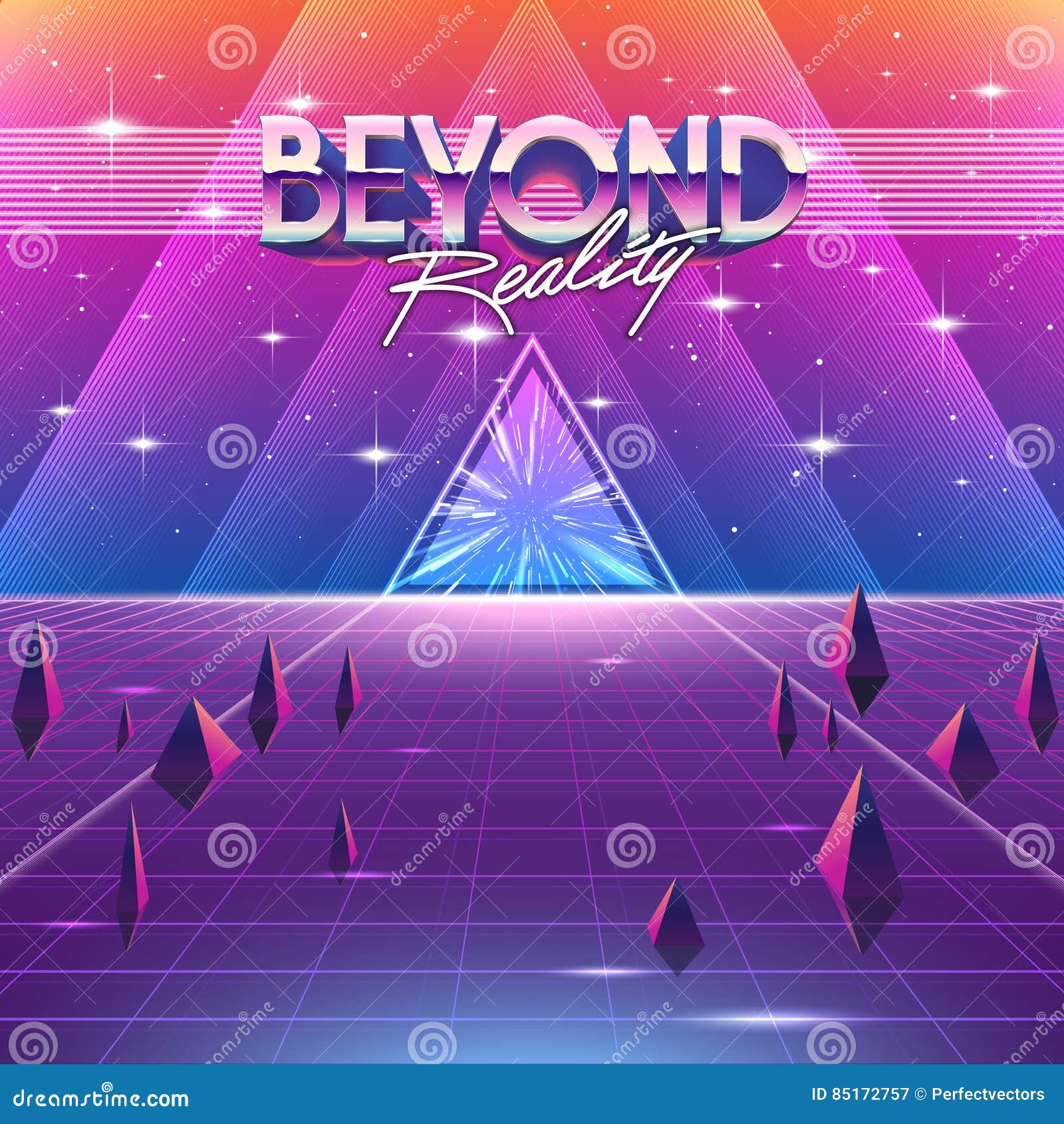 80s Retro Sci-Fi Background With Colorful Effects Cartoon Vector ...