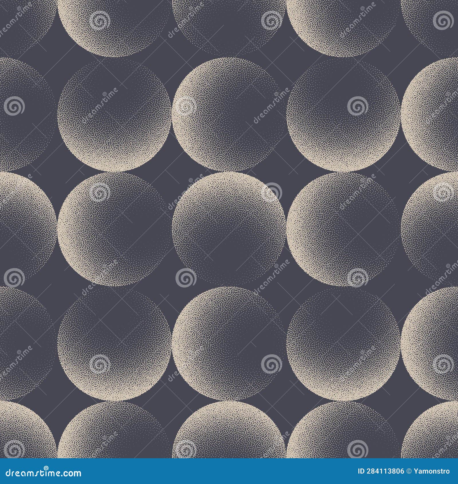 60s Retro Styled Spheres Seamless Pattern Vector Dot Work Abstract ...