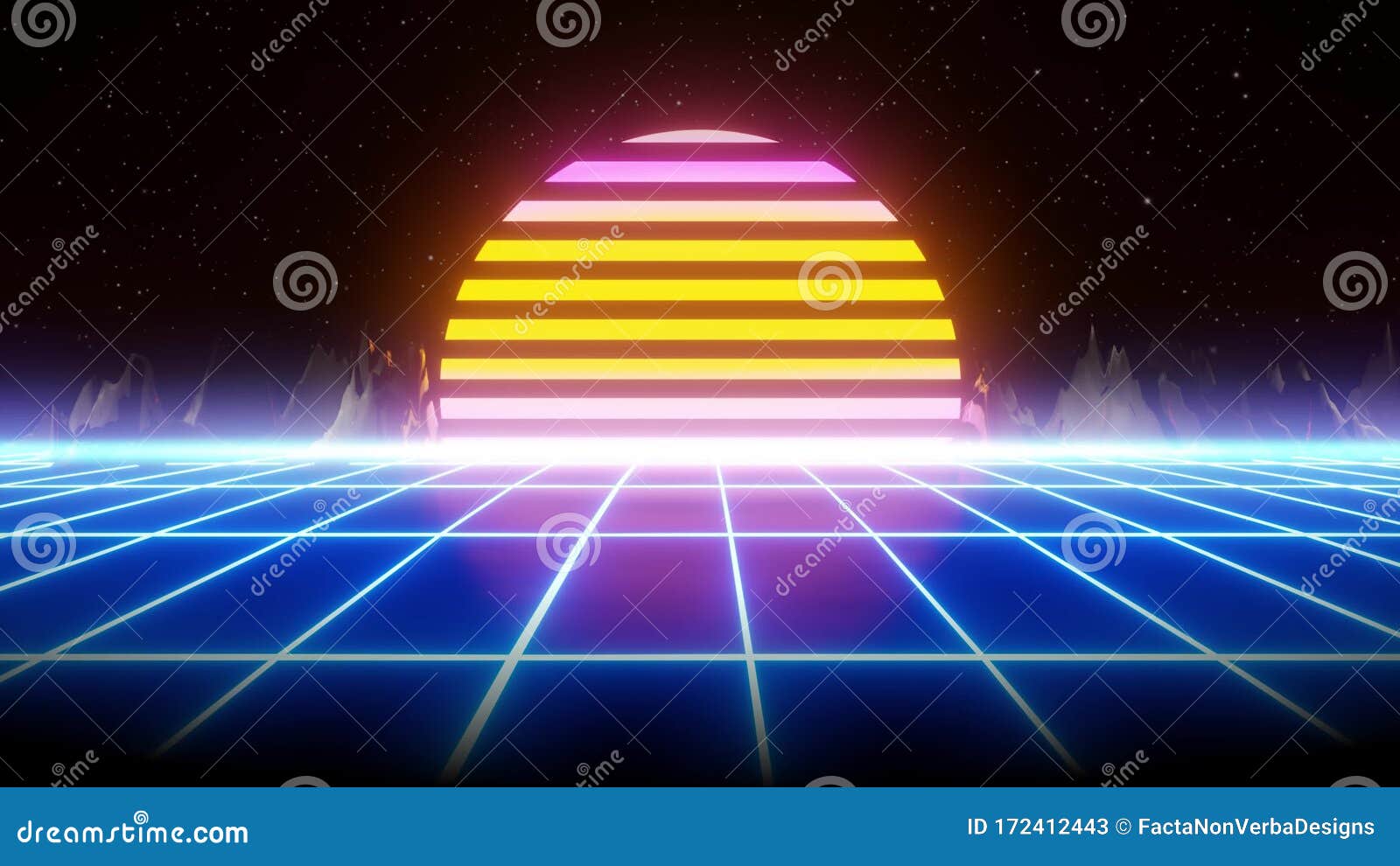 80s Retro Synthwave Grid 3d Render Animation Stock Video - Video of ...