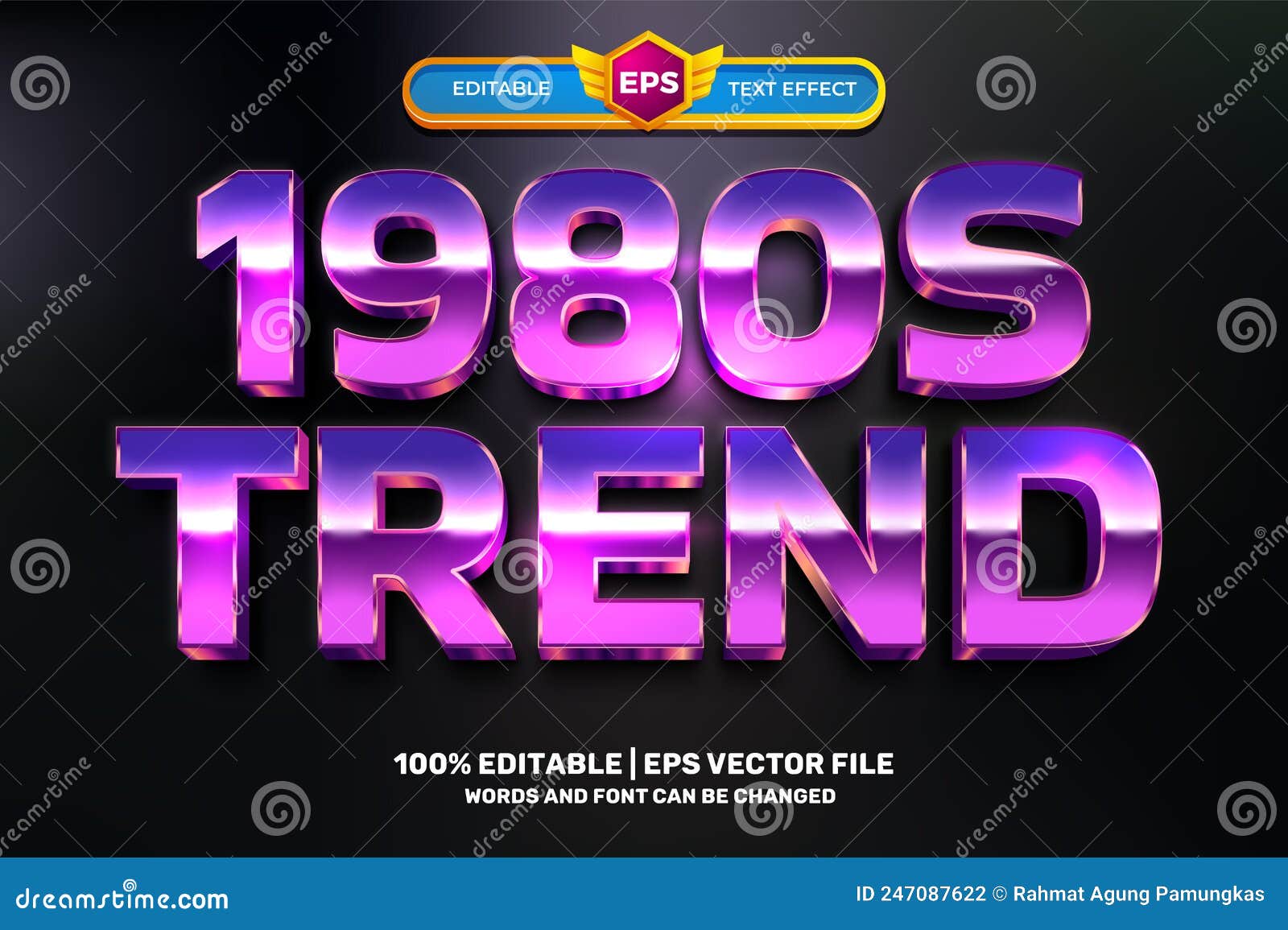 1980s Retro Trend Template Bold 3D Editable Text Effect Style Stock ...