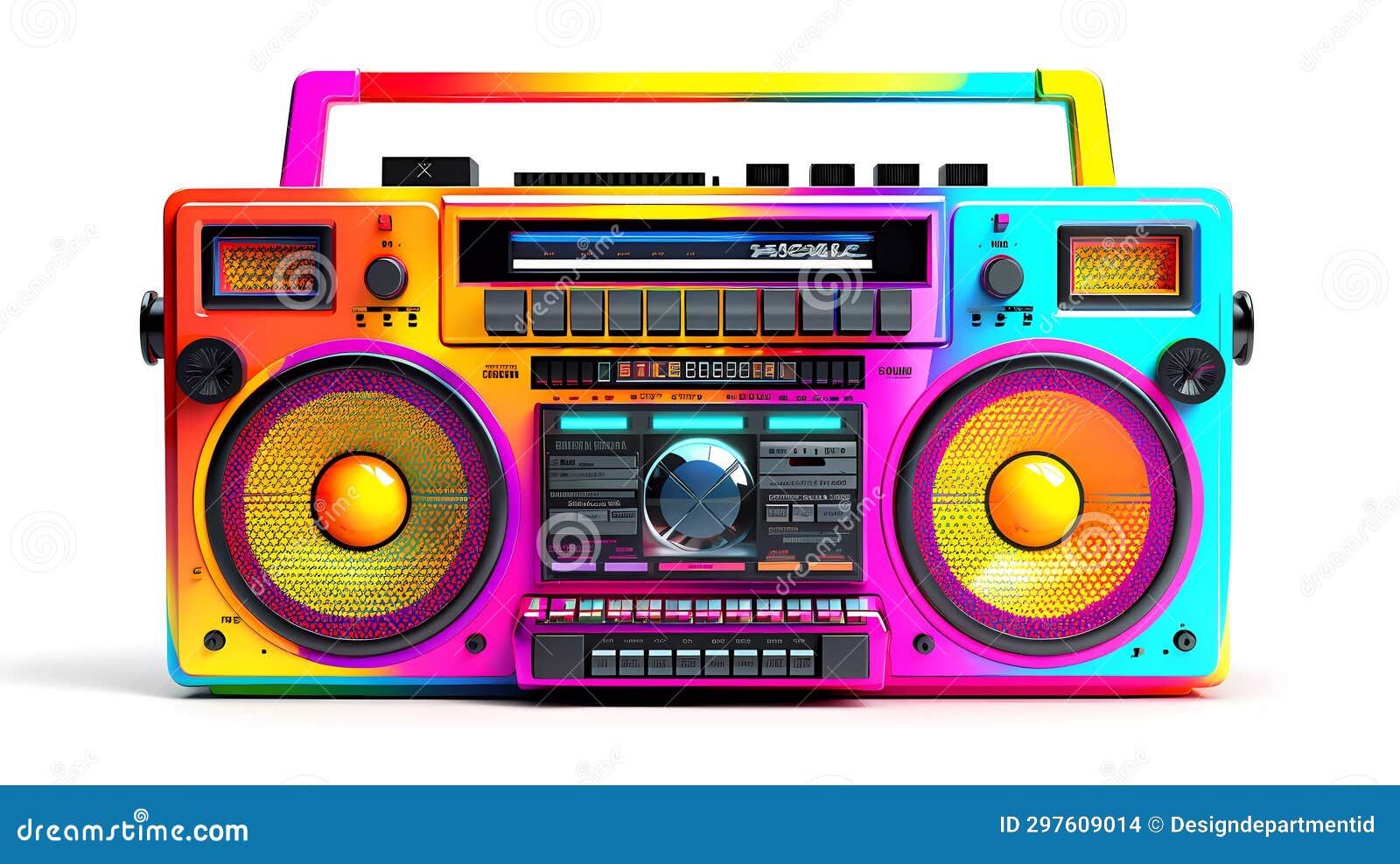 80s 90s Colorful Retro Boom Box On Bright Color Background Stock Illustration Illustration Of