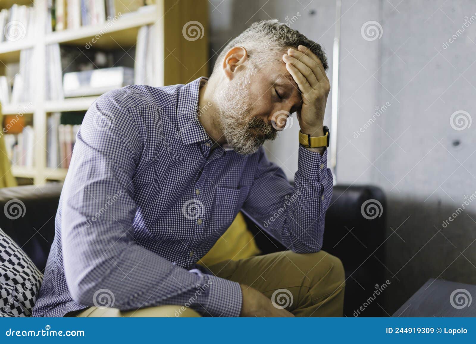 40s or 50s Sad and Worried Man with Grey Hair Stock Image - Image of ...