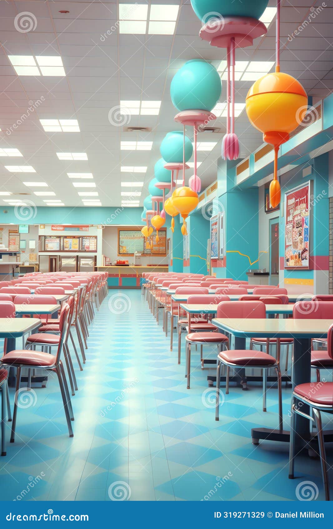 90s School Cafeteria 90s Retro Background Stock Image | CartoonDealer ...
