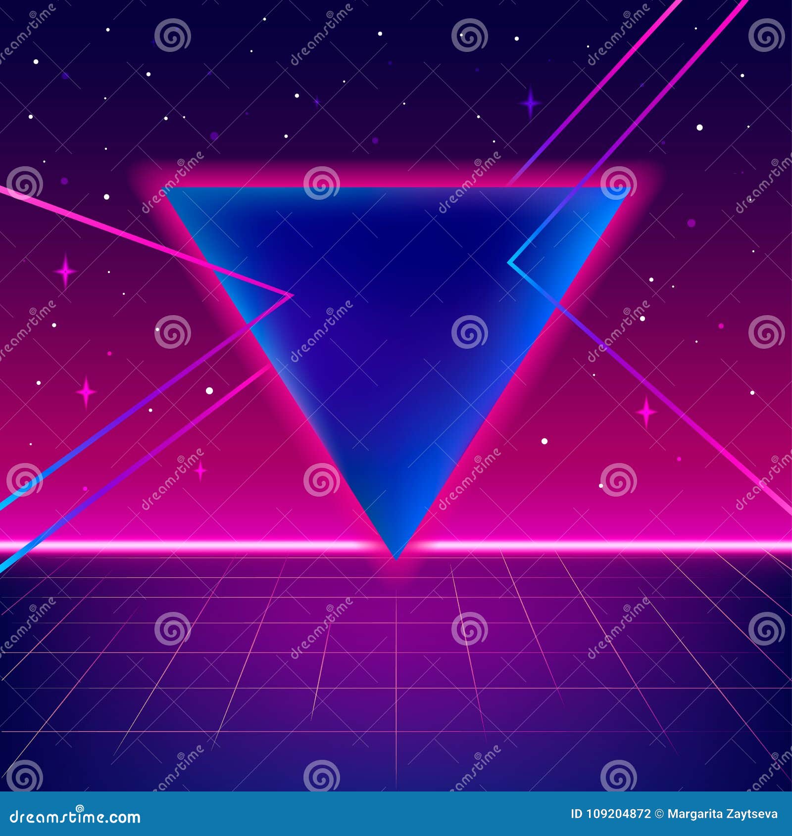 80s Sci-fi Background with Perspective Grid Stock Vector - Illustration ...