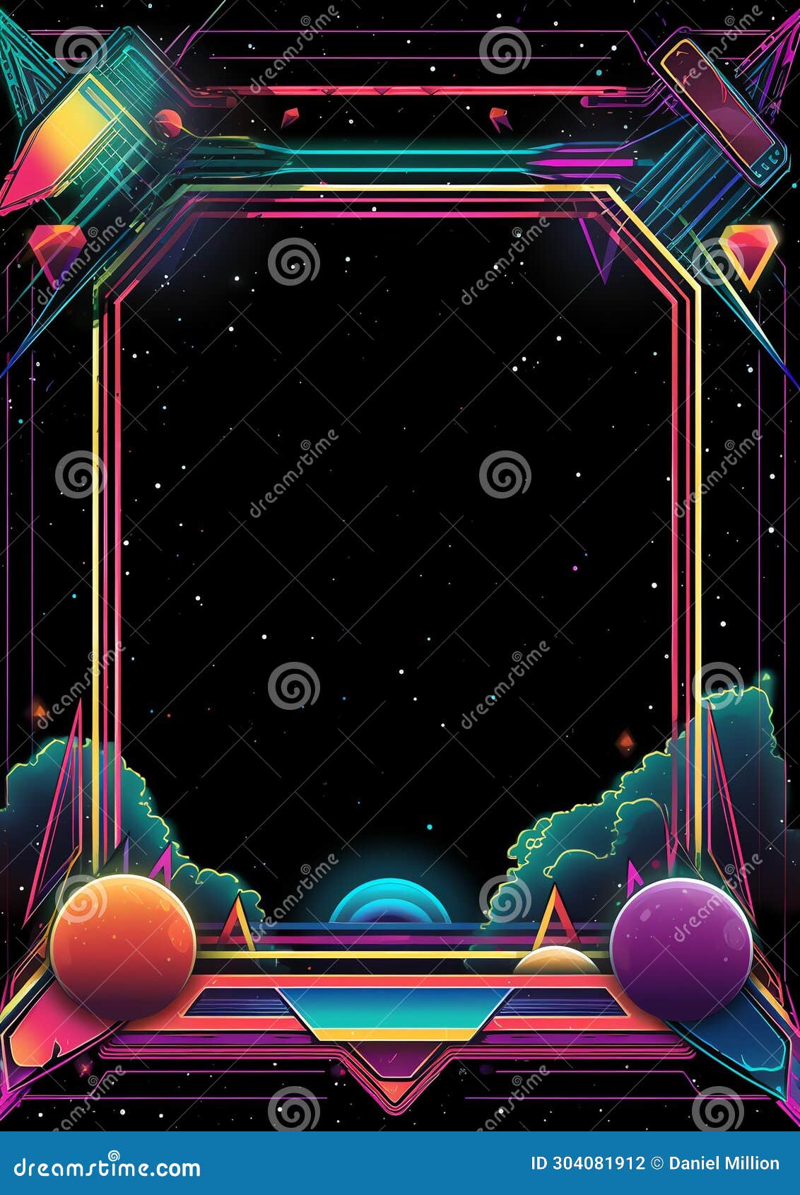80s Sci Fi Inspired Frame 80s Retro Nostalgic Stock Illustration ...