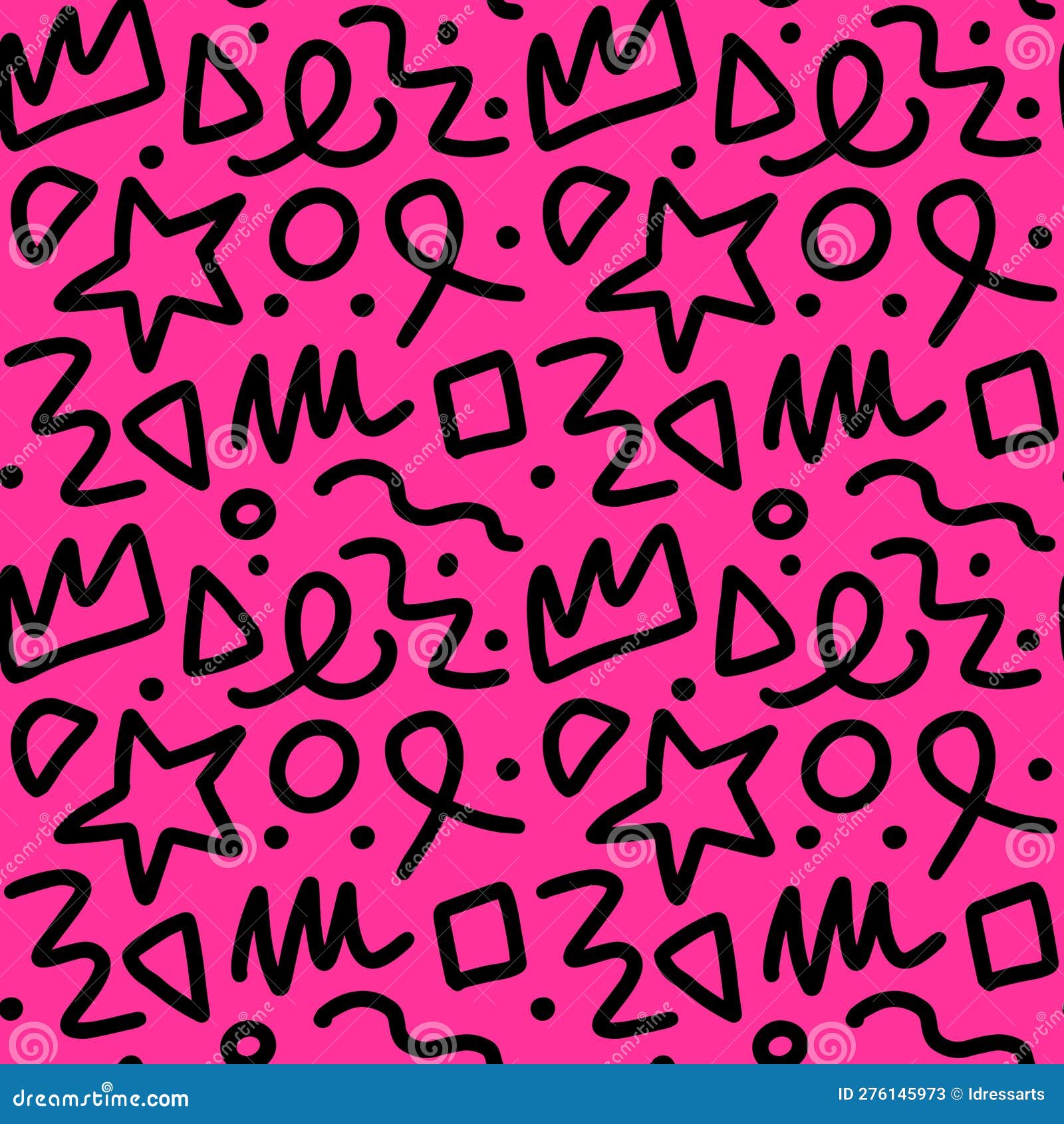 90s Seamless Pattern Squiggle Random on Pink Background Stock Vector ...