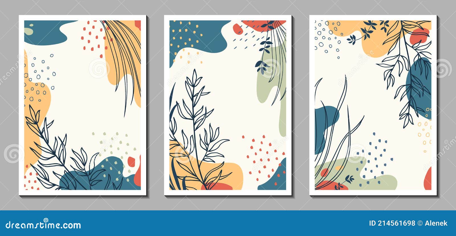 Botanical Wall Art. Abstract Organic Vector Shapes, Leaves, Plants. Set ...