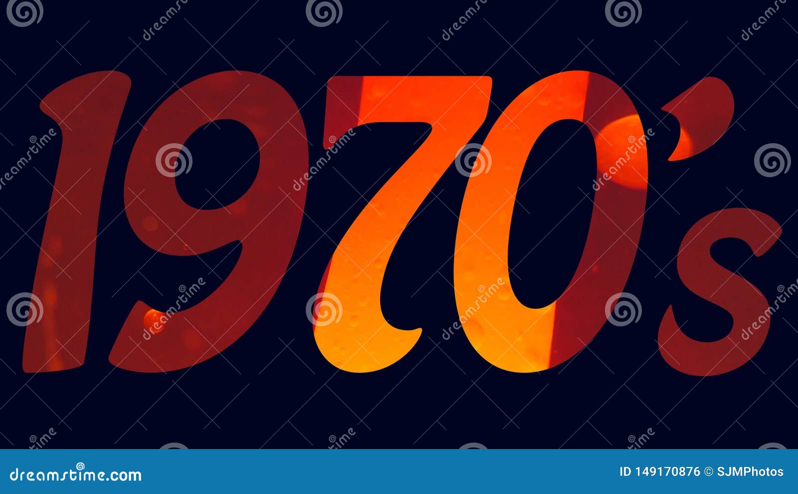 1970`s Seventies Title Logo with a Blue Background and an Orange Lava ...