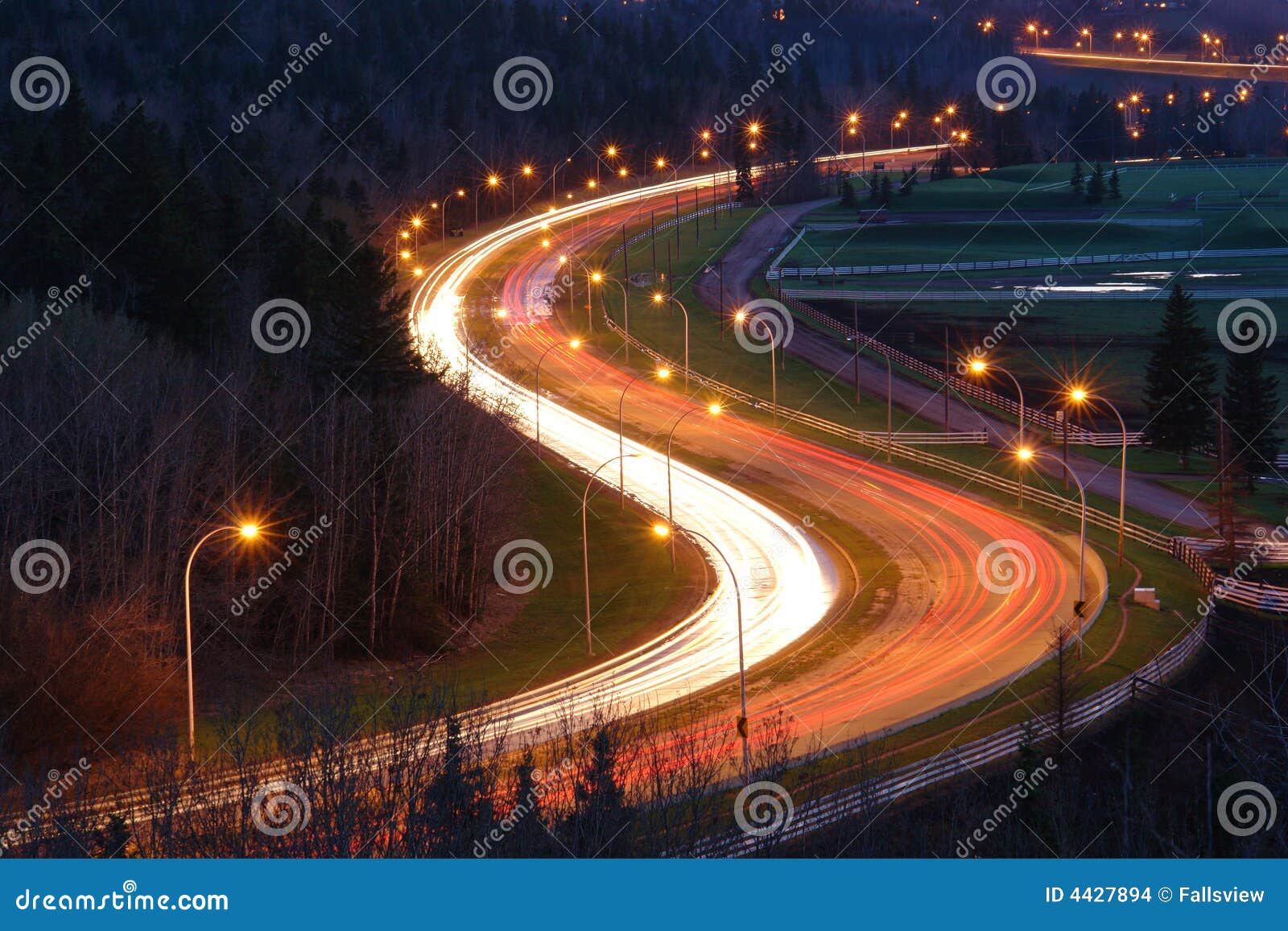 S Shape Road and Cars at Night Stock Photo - Image of driving, night ...