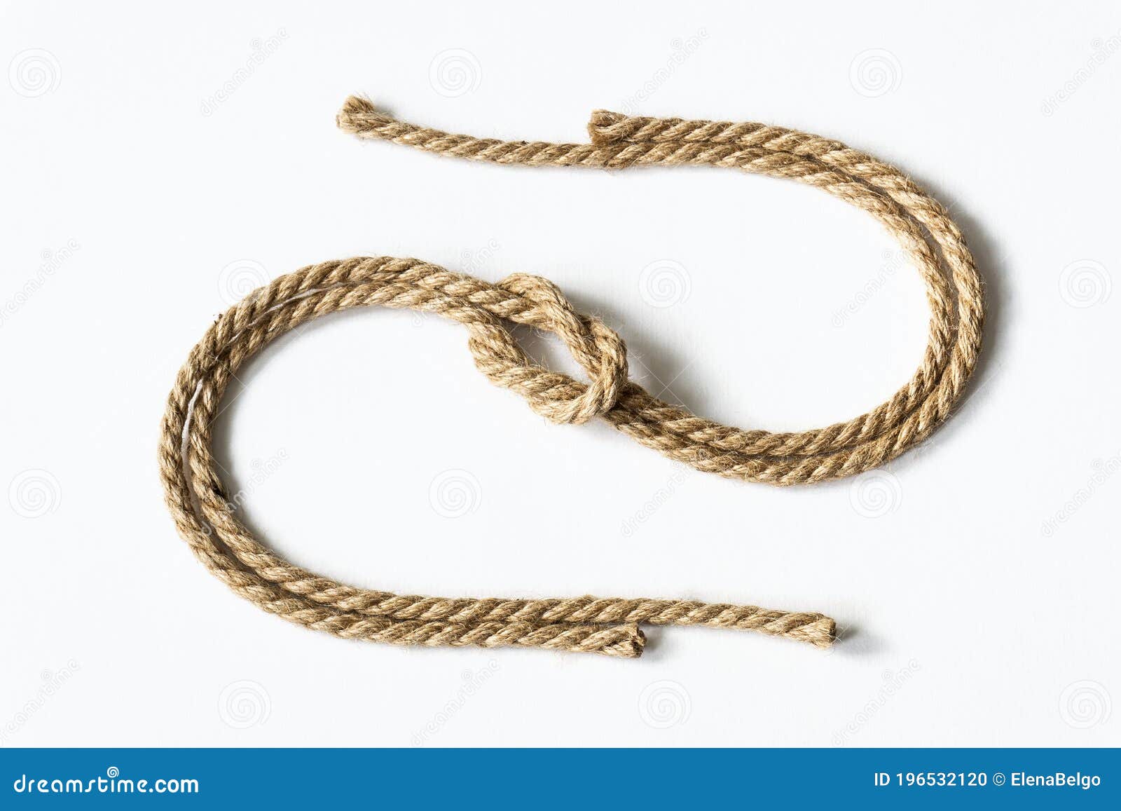 S-shaped Rope with Nautical Knot on White Background. Stock Photo ...