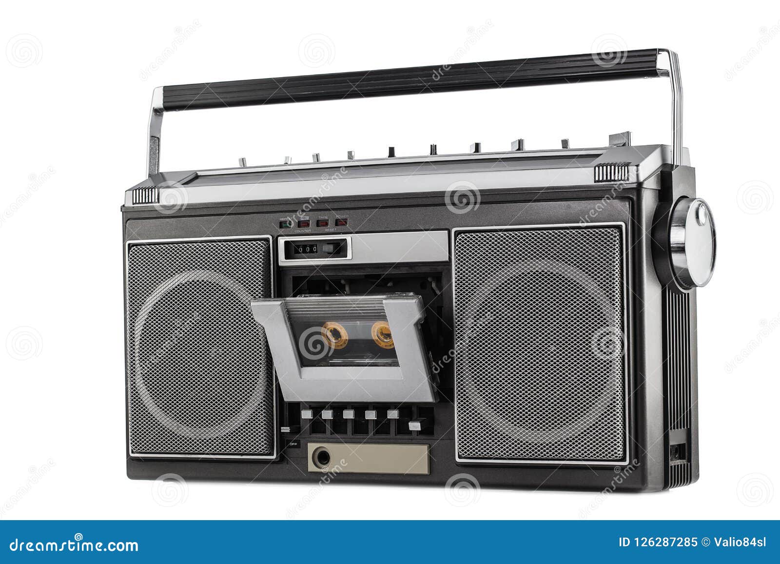 1980s Silver Retro Radio Boom Box Isolated On White Background Stock ...
