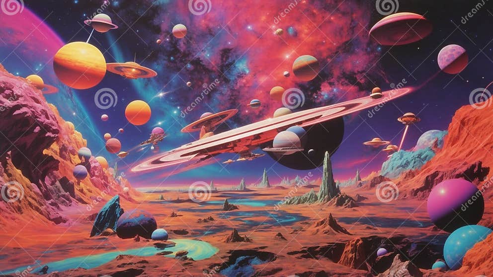 90s Space Psychedelia, Abstract Background, Future Space Stock ...