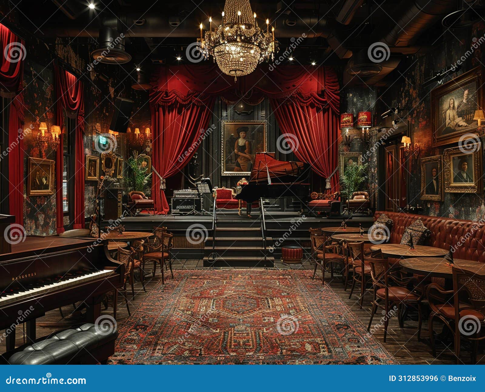 1920s Speakeasy with a Jazz Stage and Flapper-inspired Decor Stock ...