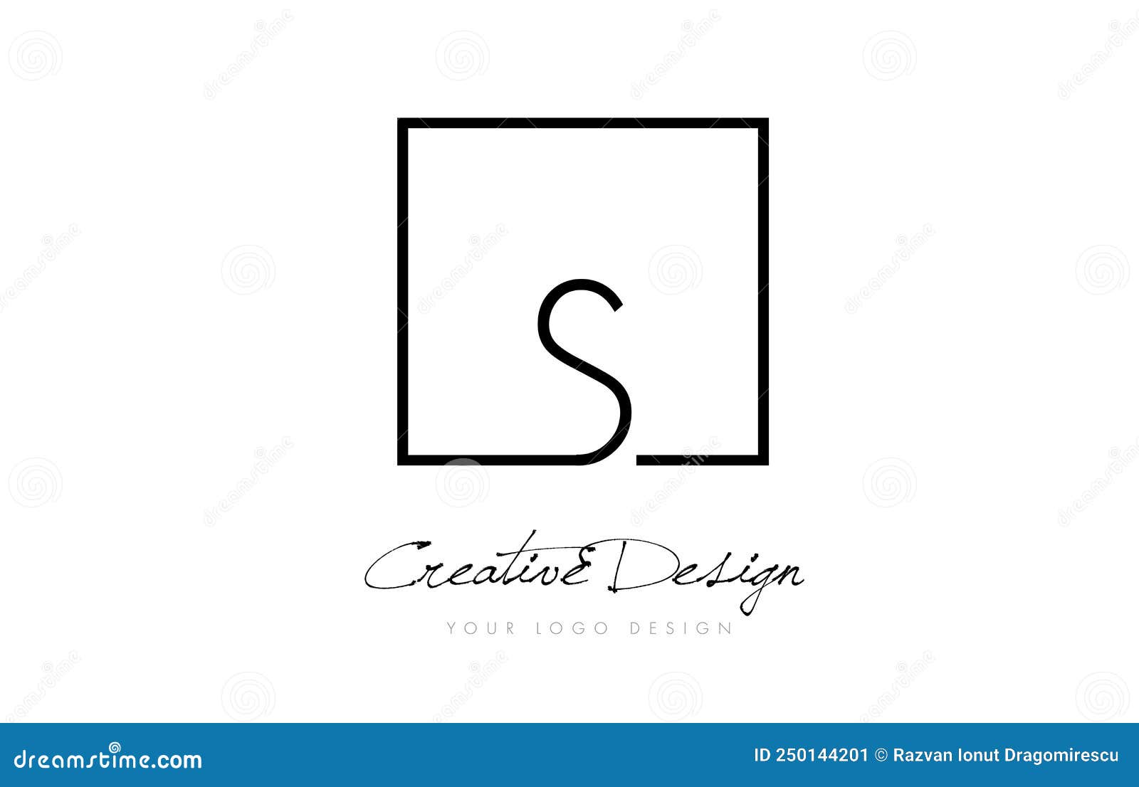 S Square Frame Letter Logo Design with Black and White Colors Stock ...