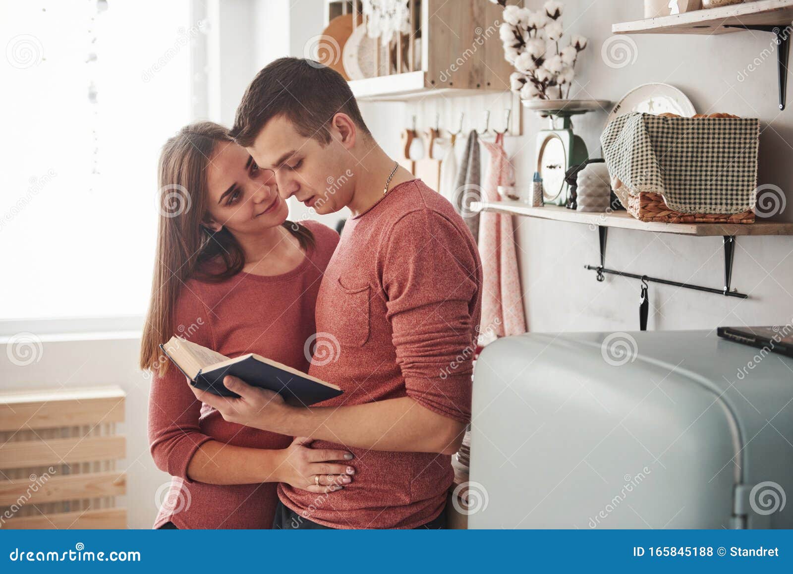 It`s Story Time Cute Couple Reading Book Together At Home In The