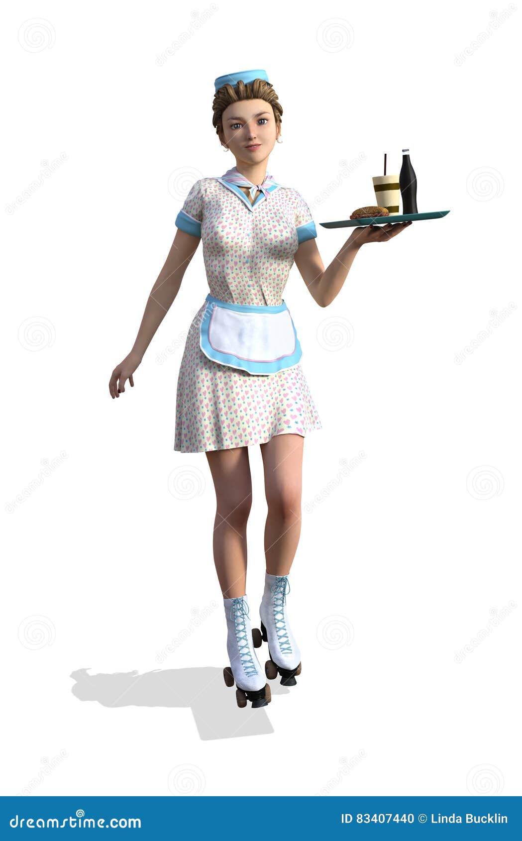 1950`s Style Carhop Girl stock illustration. Illustration of 1940 ...