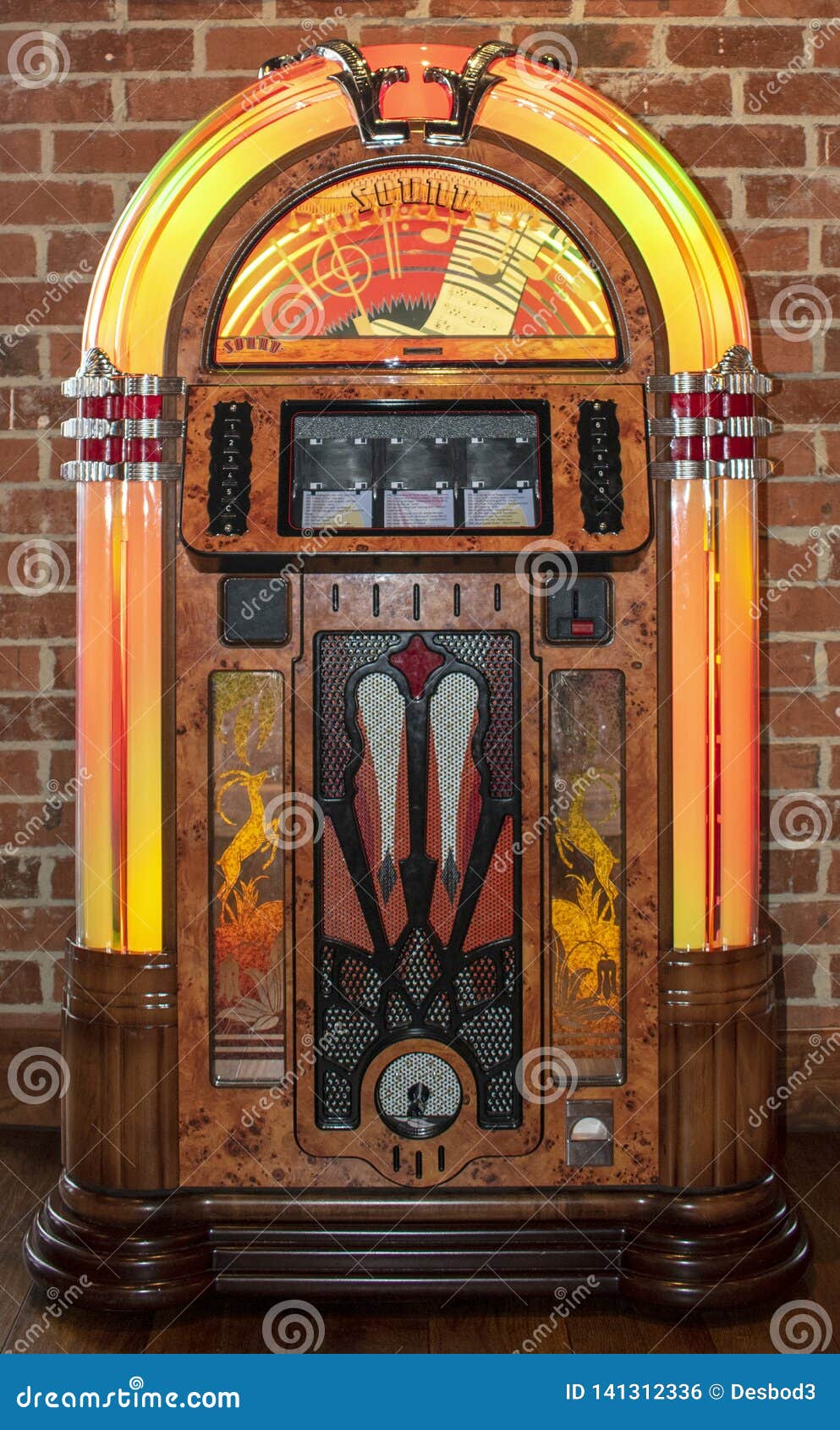 1950s Style Jukebox Vinyl Music Record Player Stock Photo - Image of ...