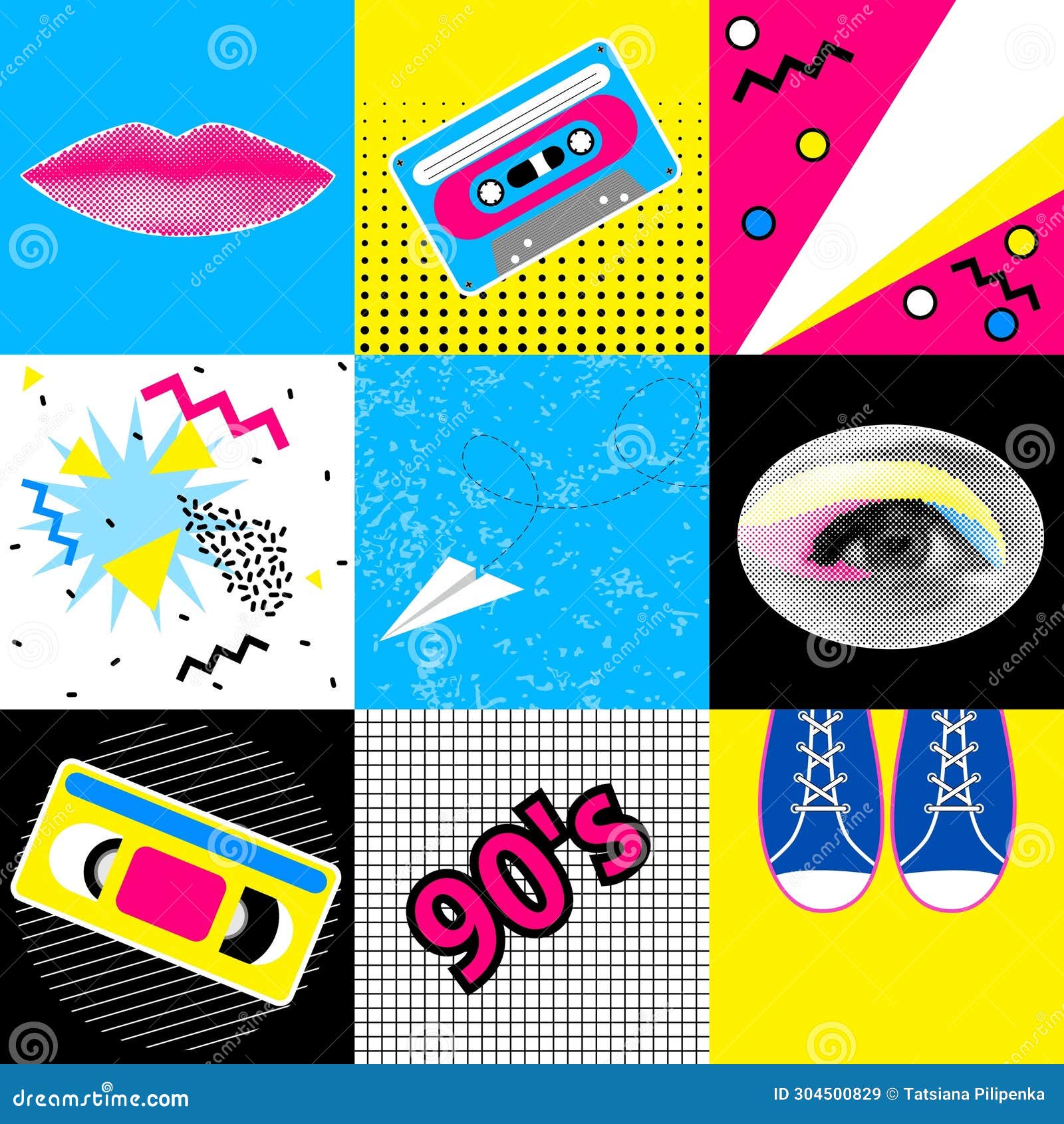 The 90s style pattern. stock illustration. Illustration of 1980s ...