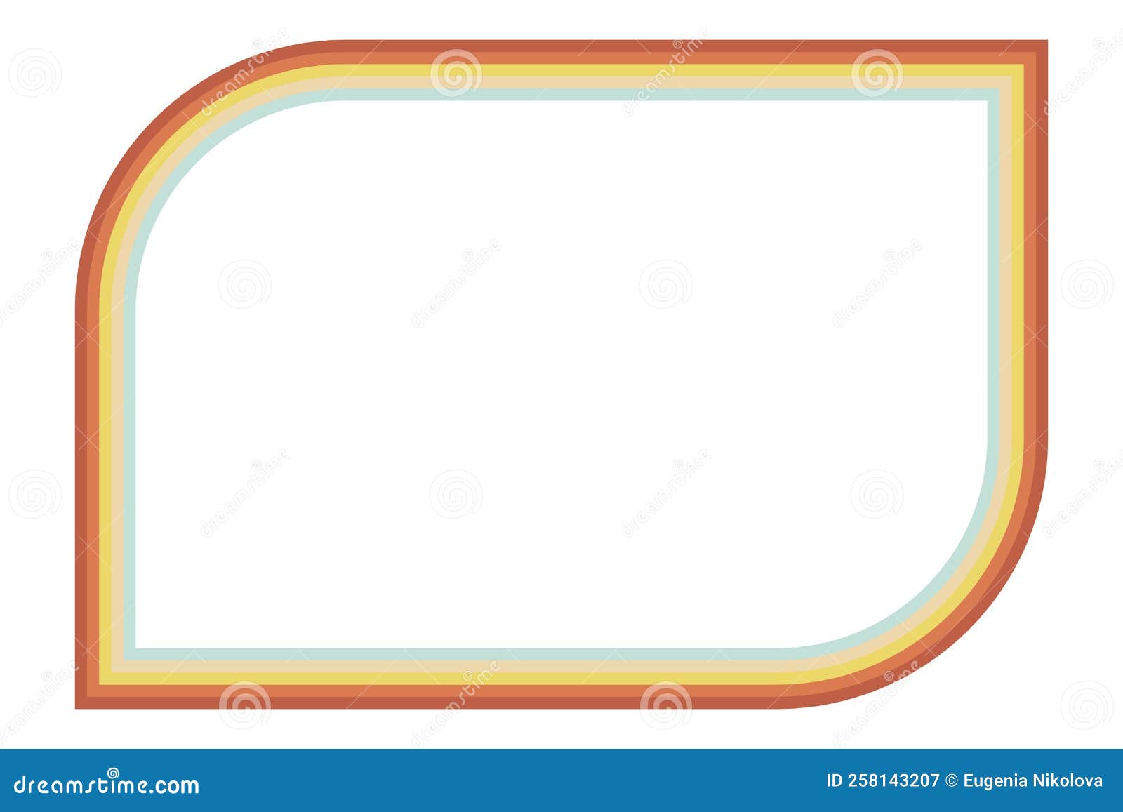 70s Style Retro Colors Frame Template. Stripes Decorative Border. Lines ...