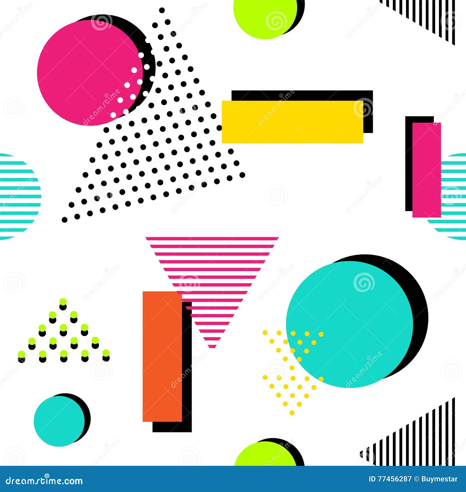 90s Style Seamless Geometric Pattern. Vector Illustration Stock Vector ...