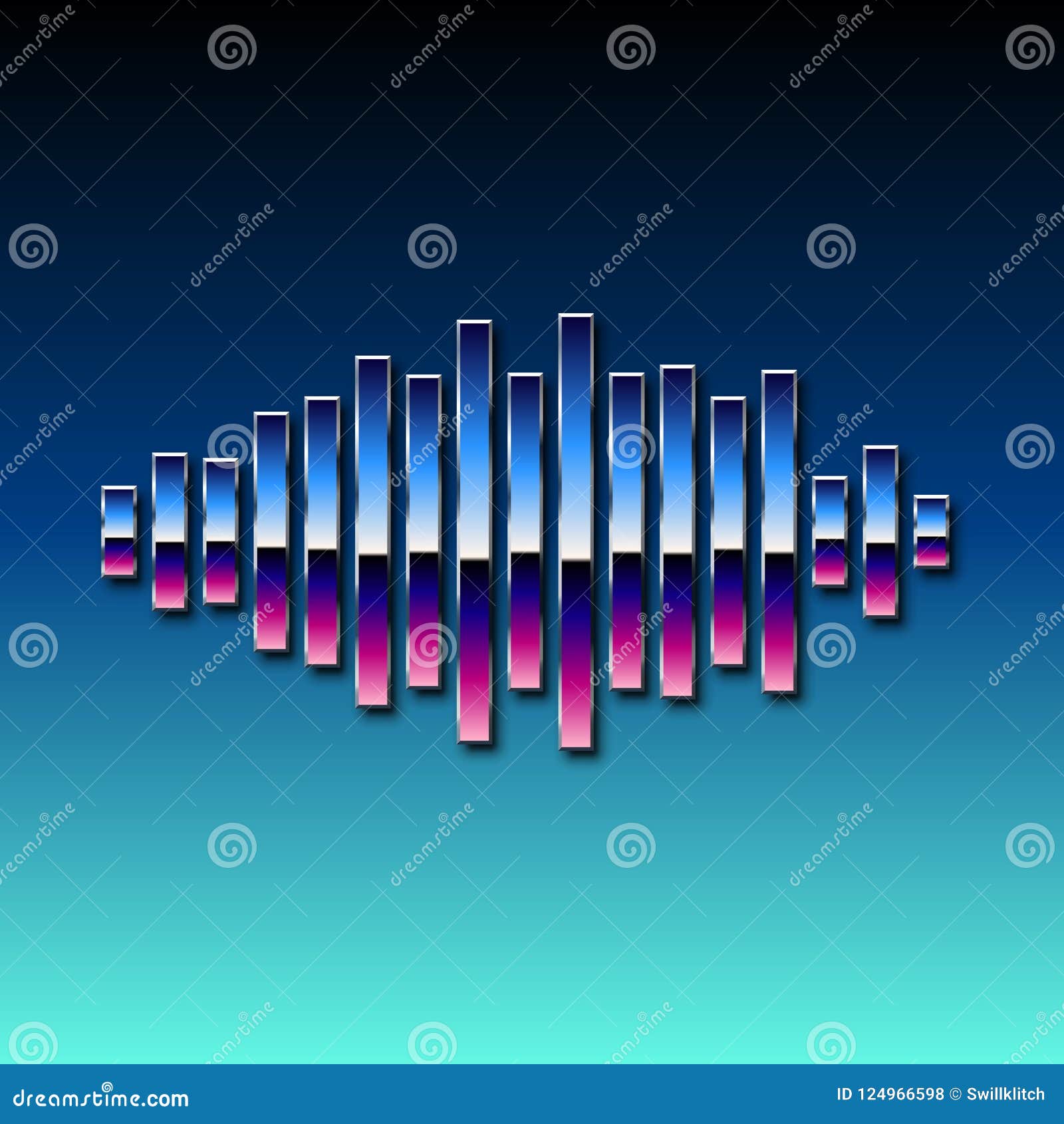 80s Styled Chrome Sound Wave Stock Vector - Illustration of rock, disco ...