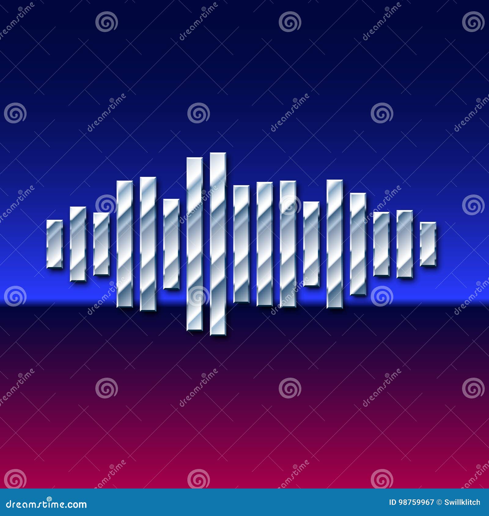 80s Styled Chrome Sound Wave Stock Vector - Illustration of abstract ...
