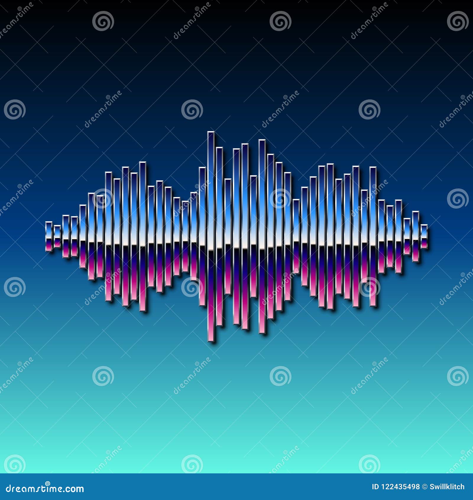 80s Styled Chrome Sound Wave Stock Vector - Illustration of background ...