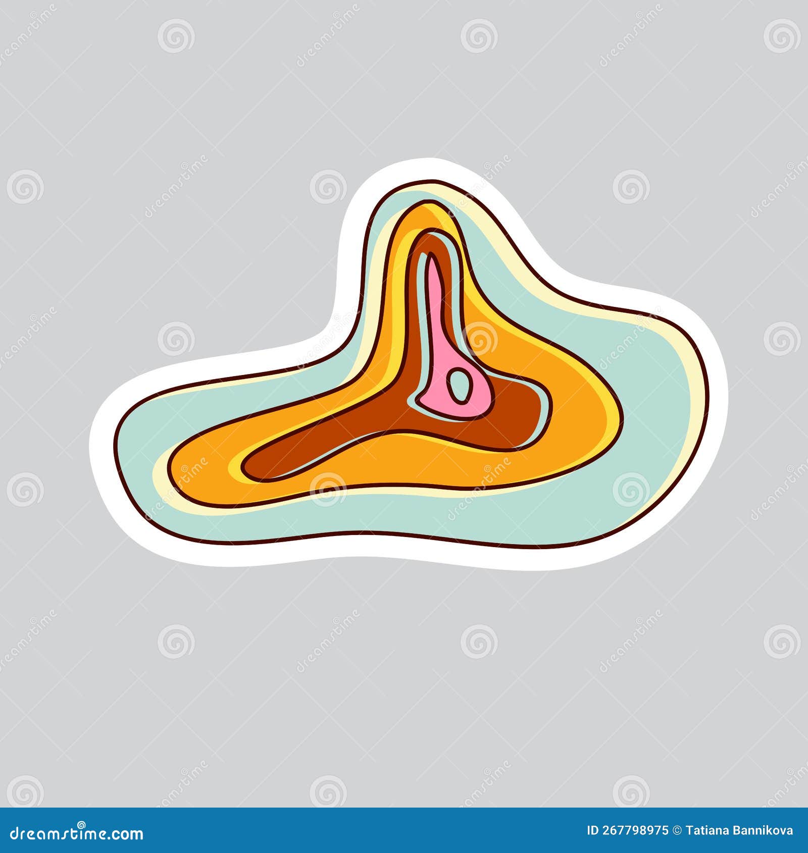 70s Styles Vector Doodle Sticker. Abstract Psychedelic Shape Stock ...