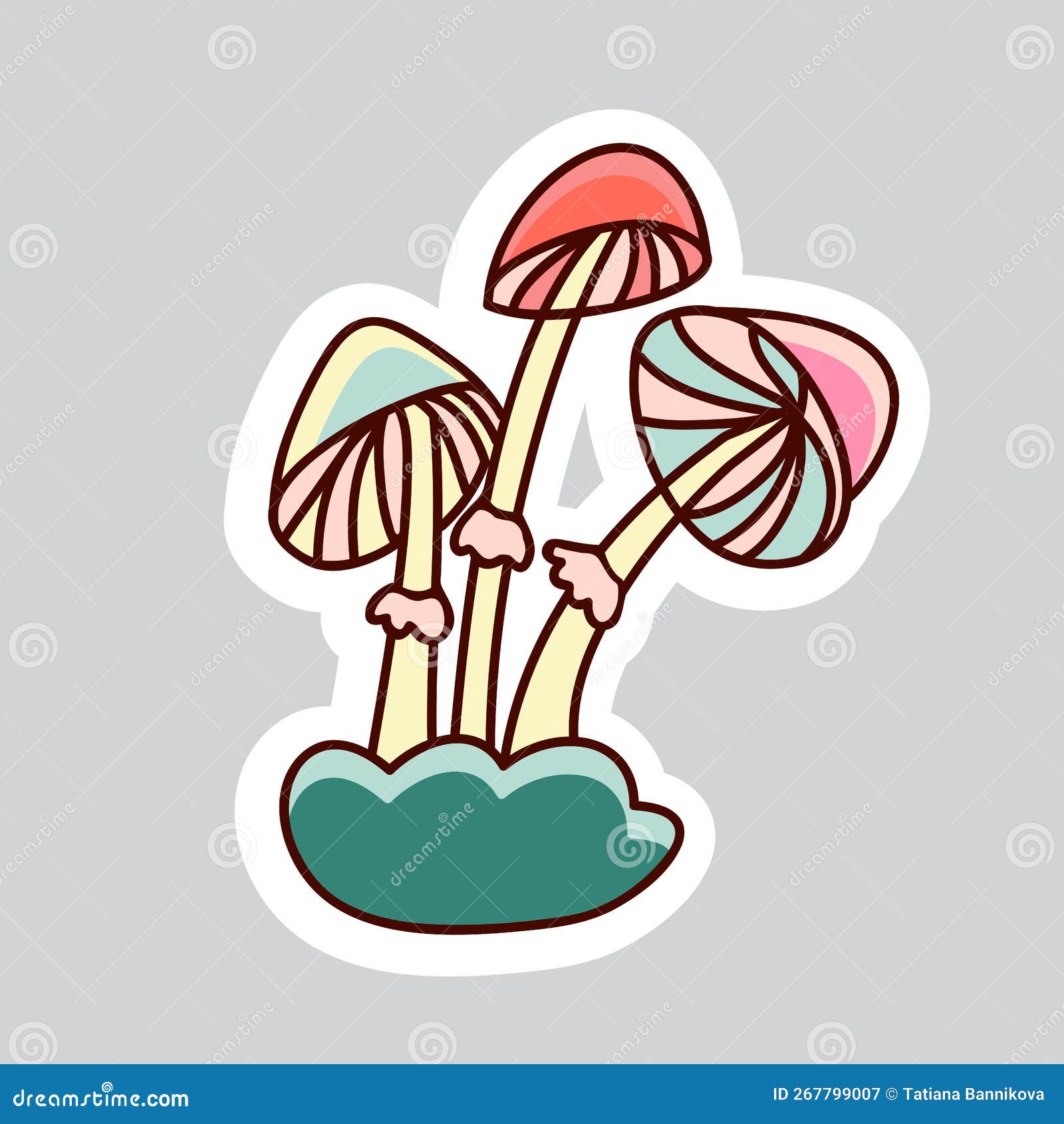70s Styles Vector Doodle Sticker. Poisonous Fly Agaric Stock Vector ...