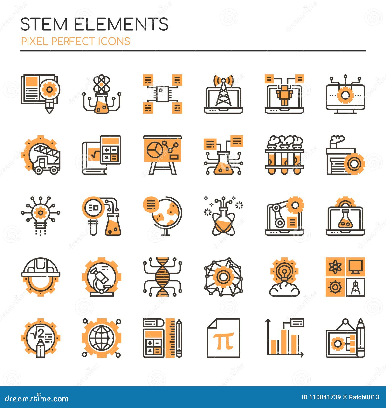 STEM Elements , Thin Line and Pixel Perfect Icons Stock Vector ...