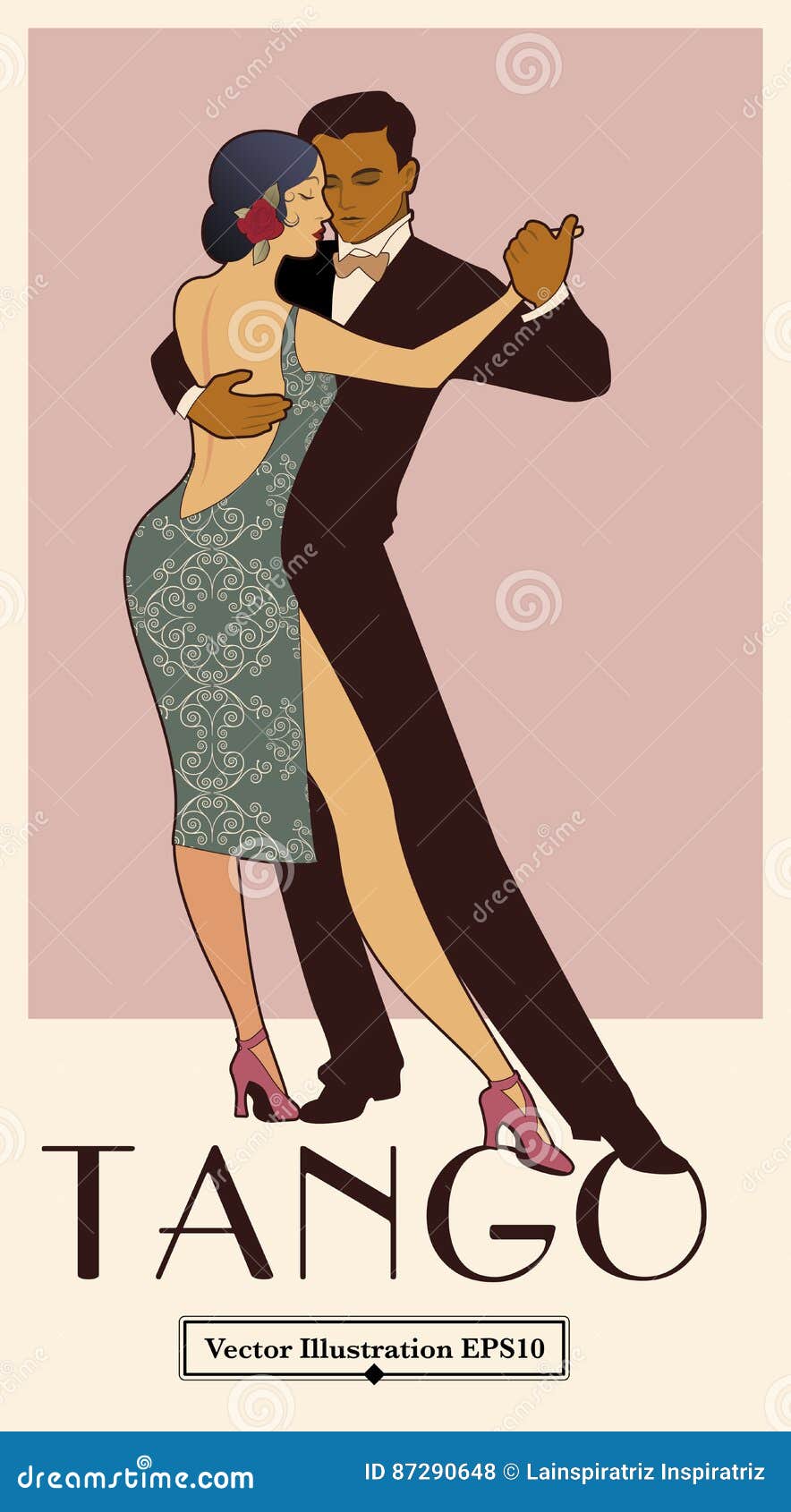 1920s Tango Poster. Elegant Couple Dancing Tango Stock Illustration ...