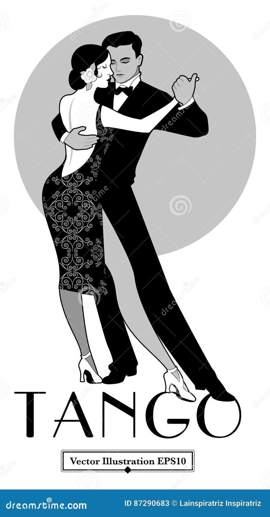 1920s Tango Poster. Elegant Couple Dancing Tango Stock Vector ...