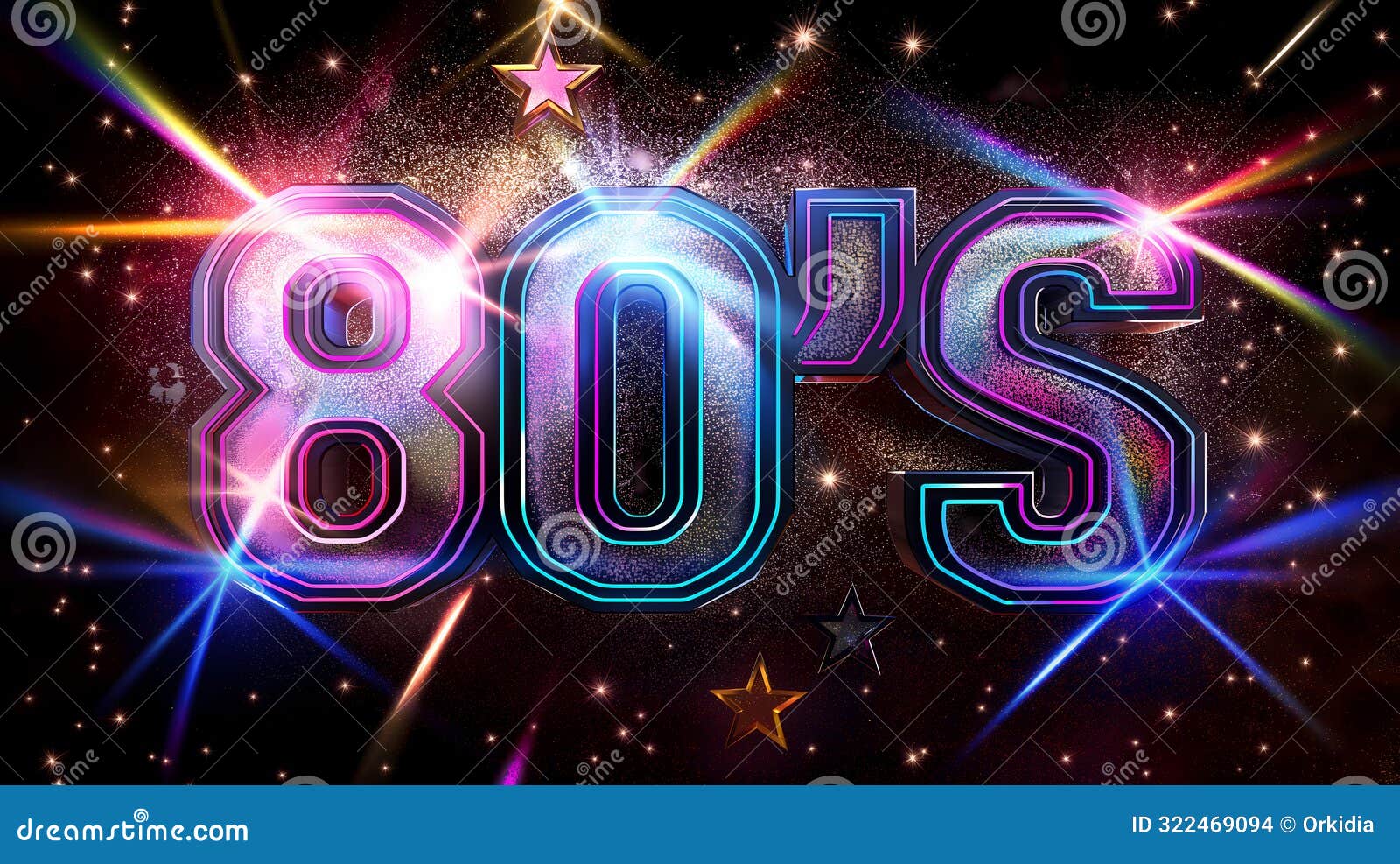 80 S Theme Background in Neon Colors Stock Illustration - Illustration ...