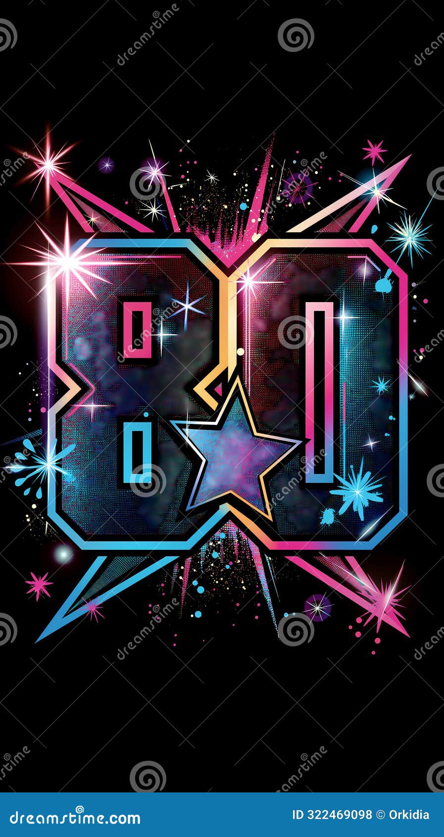 80 S Theme Background in Neon Colors Stock Illustration - Illustration ...