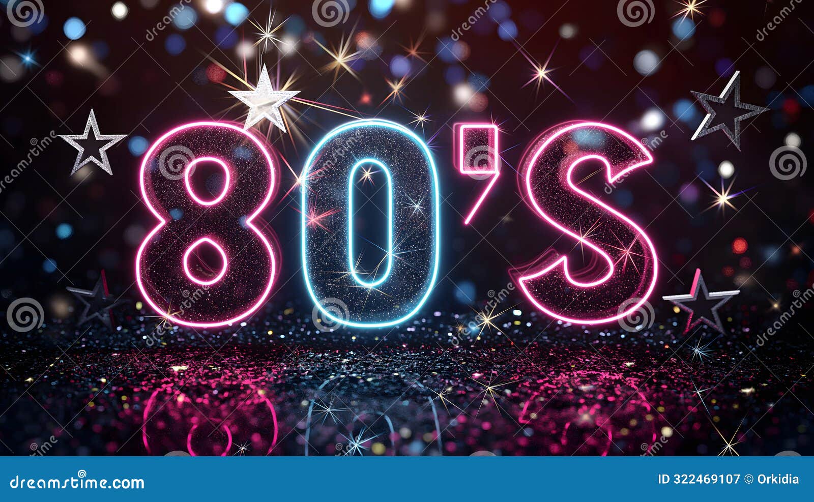 80 S Theme Background in Neon Colors Stock Illustration - Illustration ...