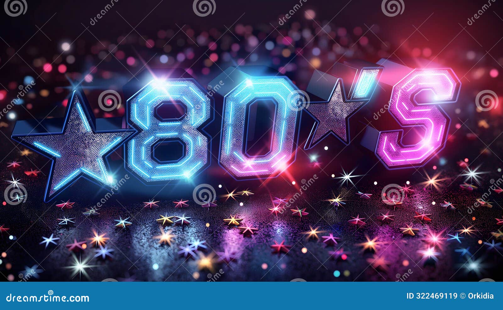 80 S Theme Background in Neon Colors Stock Illustration - Illustration ...