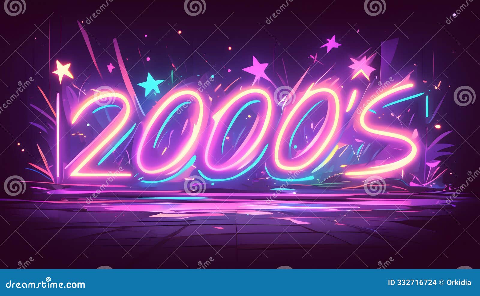2000 S Theme Background in Neon Colors Design Stock Illustration ...