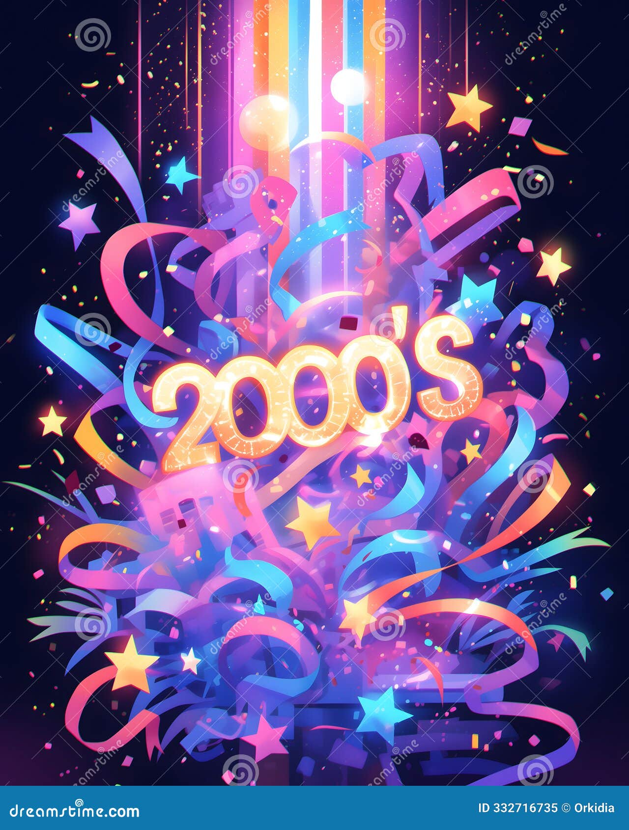 2000 S Theme Background in Neon Colors Design Stock Illustration ...