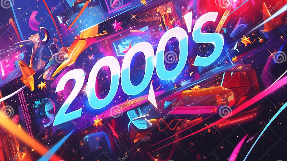 2000 S Theme Background in Neon Colors Design Stock Illustration ...