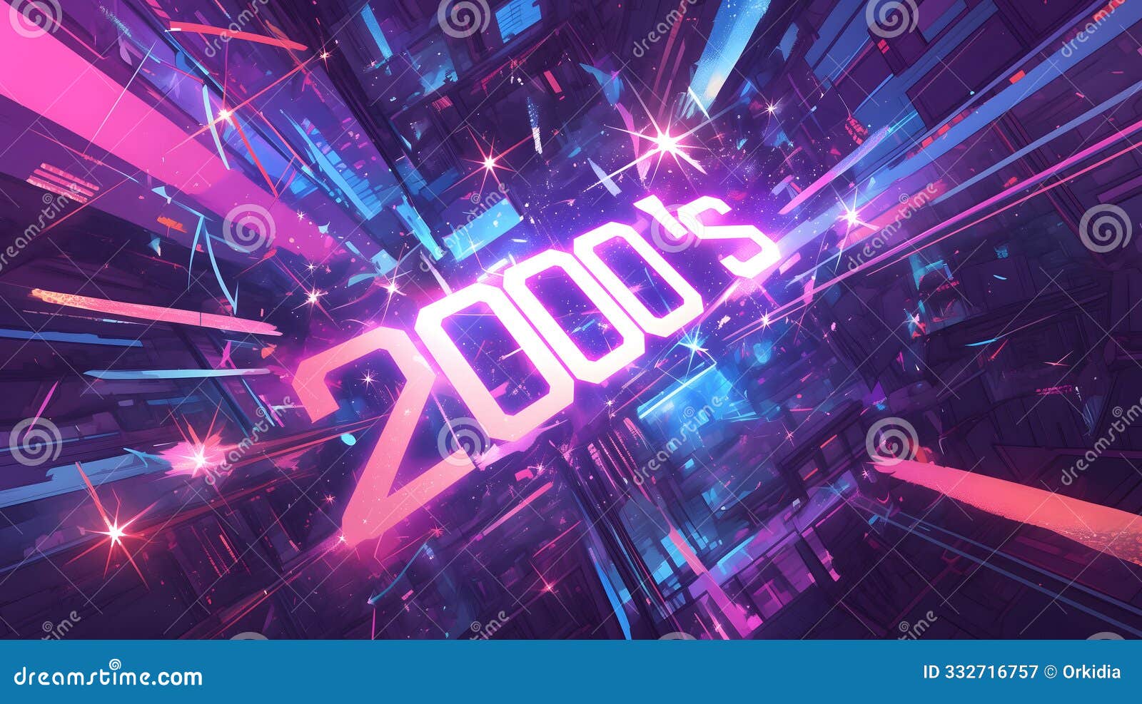 2000 S Theme Background in Neon Colors Design Stock Illustration ...