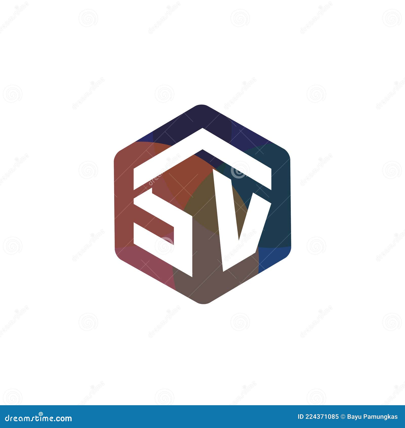 S V Initial Letter Hexagonal Logo Vector Stock Vector - Illustration of ...