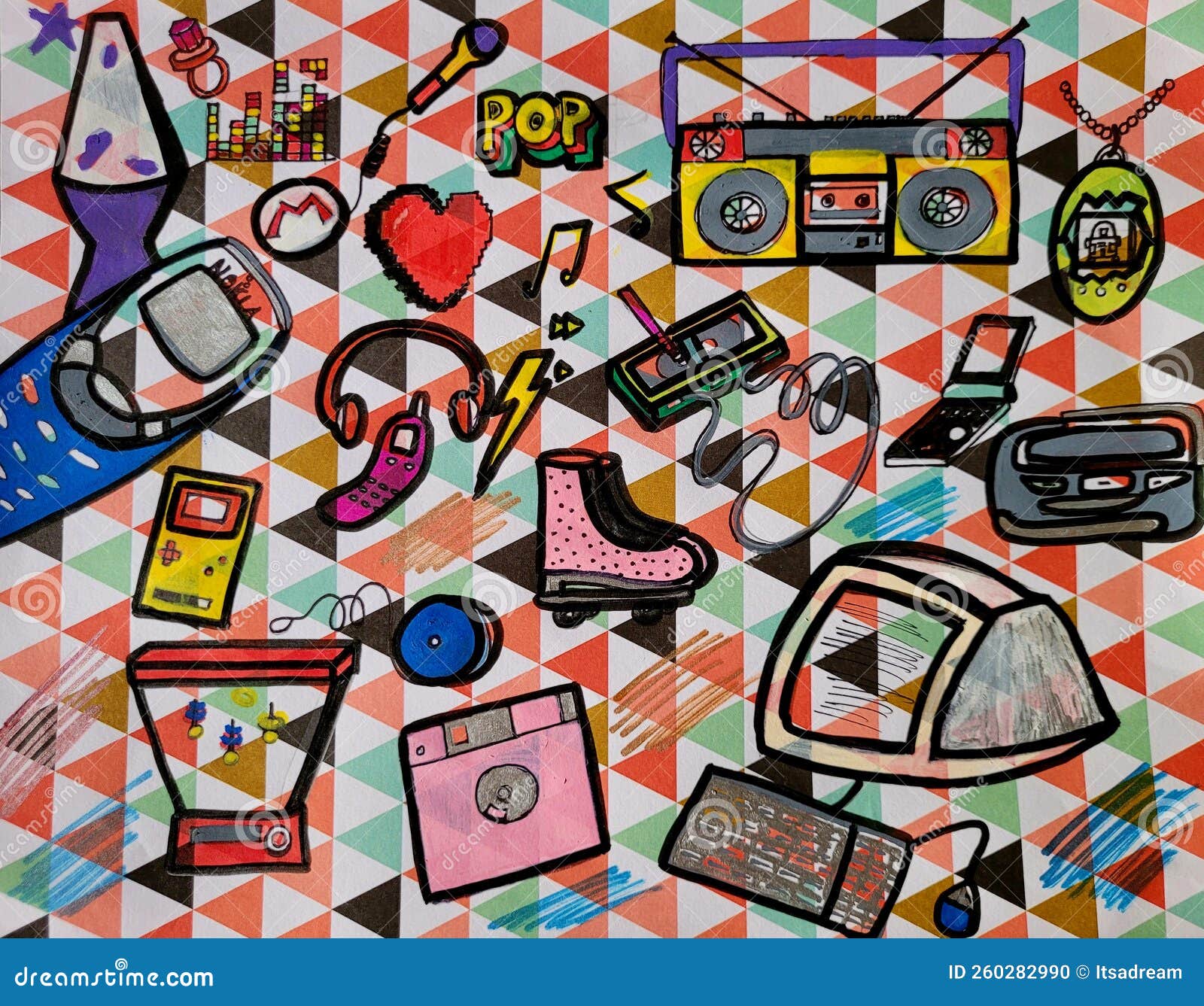 90s vibe editorial image. Illustration of disk, keyboard - 260282990