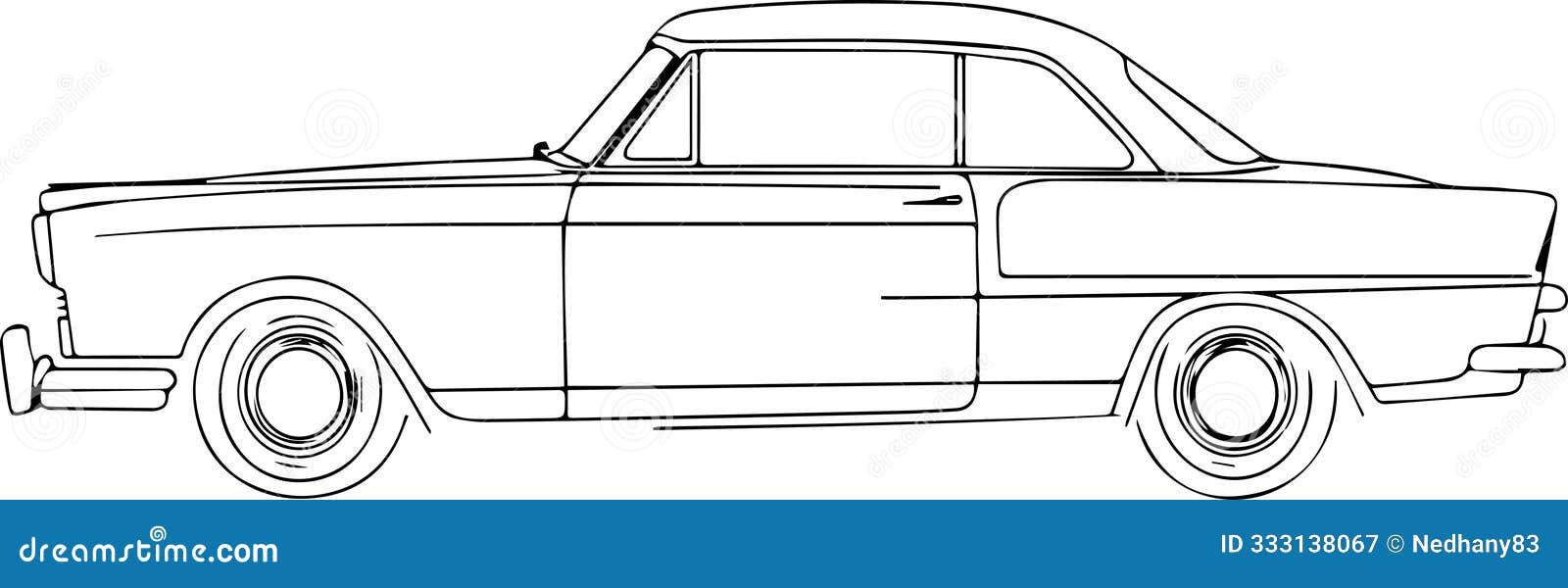 1950s Vintage American Sedan Line Drawing Stock Illustration ...