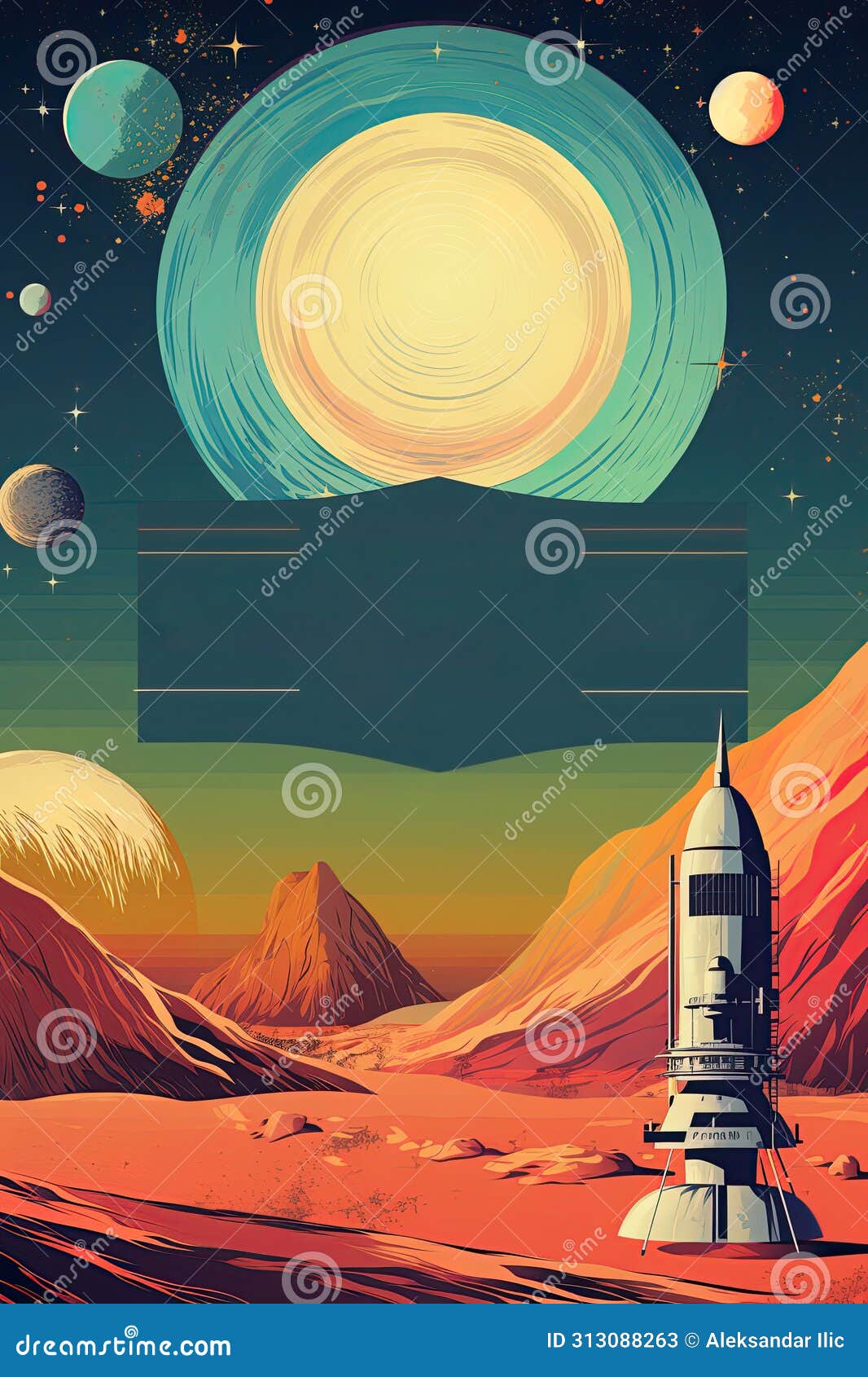 1960s Vintage Space Exploration Poster. Ai Generative Stock Image ...